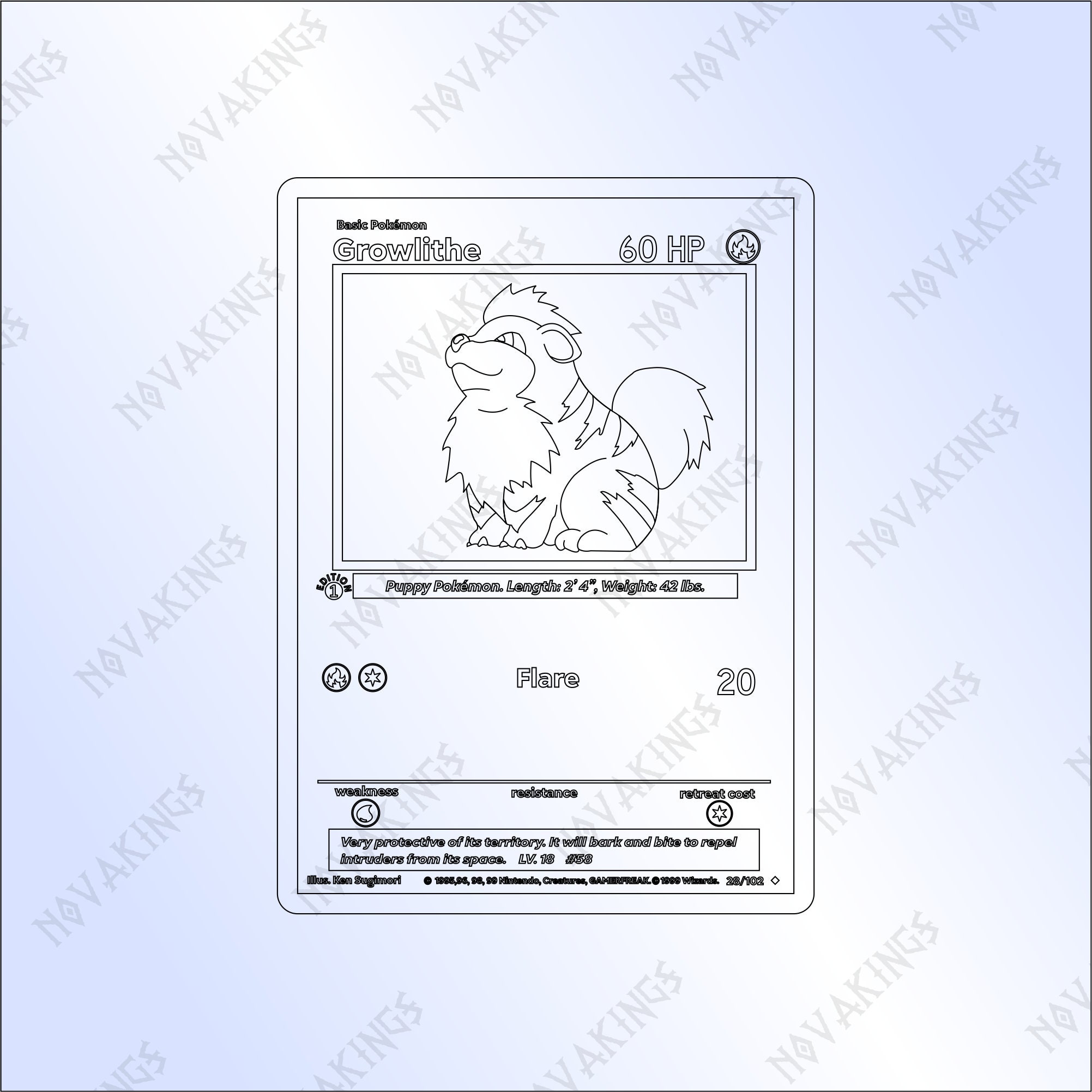 Growlith Pokemon Card Vector SVG PDF DXF Laser Cutter File - Etsy
