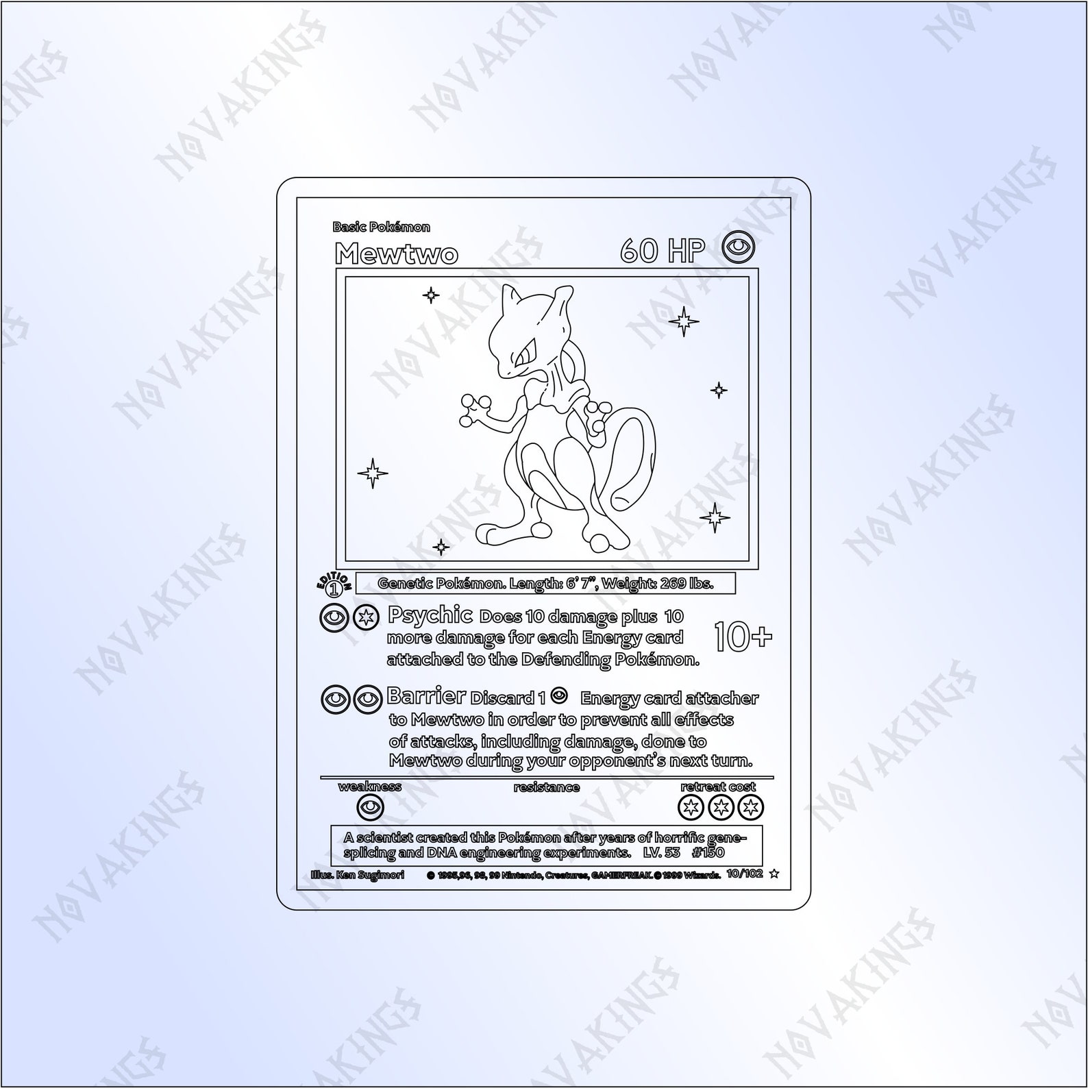 Mewtwo Pokemon Card Vector SVG PDF DXF Laser Cutter File - Etsy