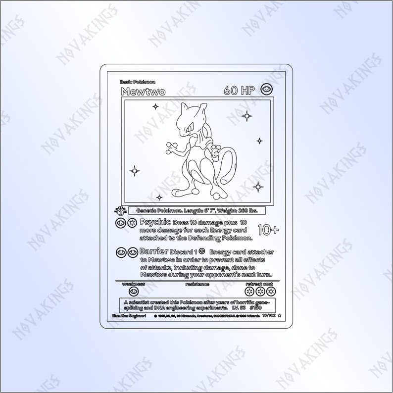 Mewtwo Pokemon Card Vector SVG PDF DXF Laser Cutter File - Etsy
