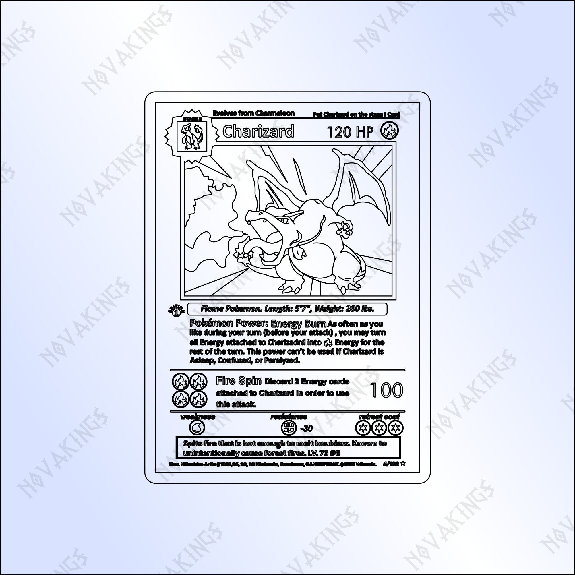 Charizard Pokemon Card Vector SVG PDF DXF Laser Cutter File - Etsy