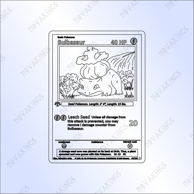 Bulbasaur Pokemon Card Vector SVG PDF DXF Laser Cutter File - Etsy