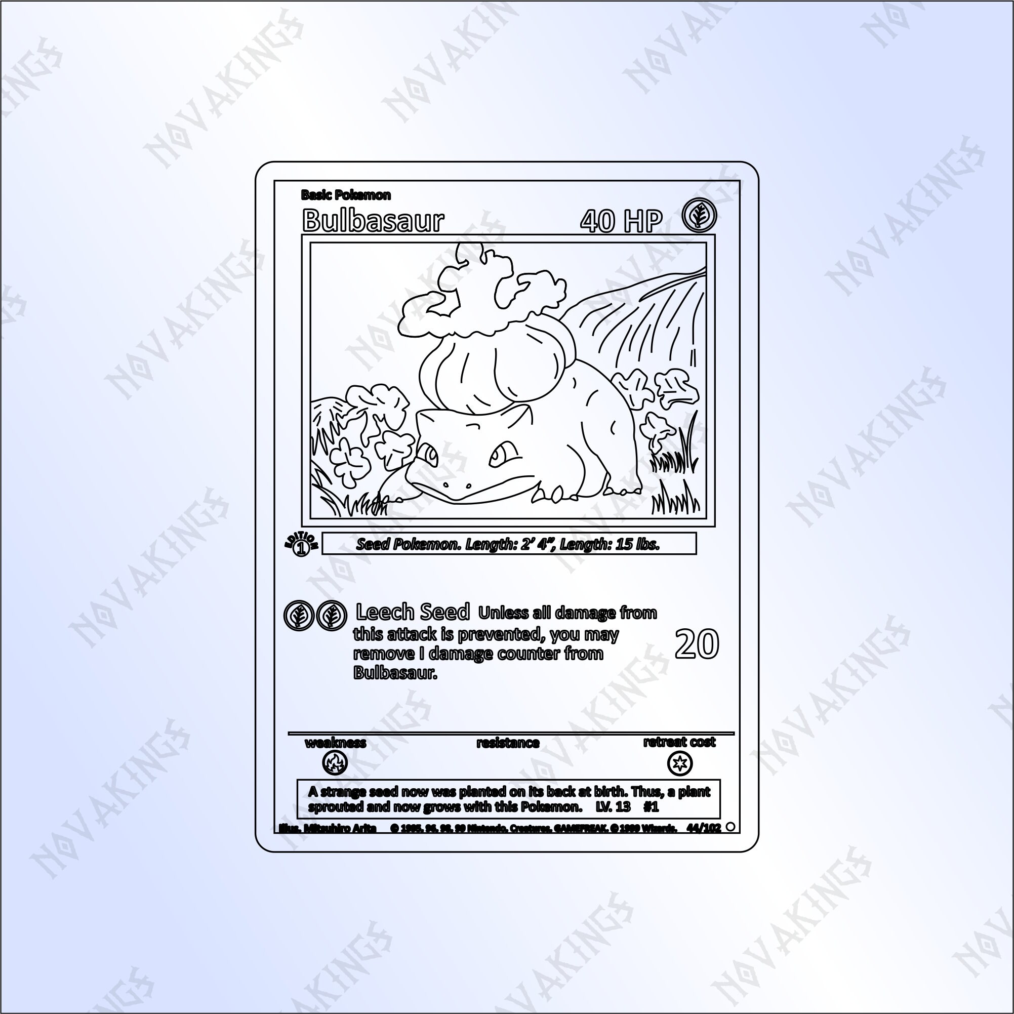 Bulbasaur Pokemon Card Vector SVG PDF DXF Laser Cutter File - Etsy