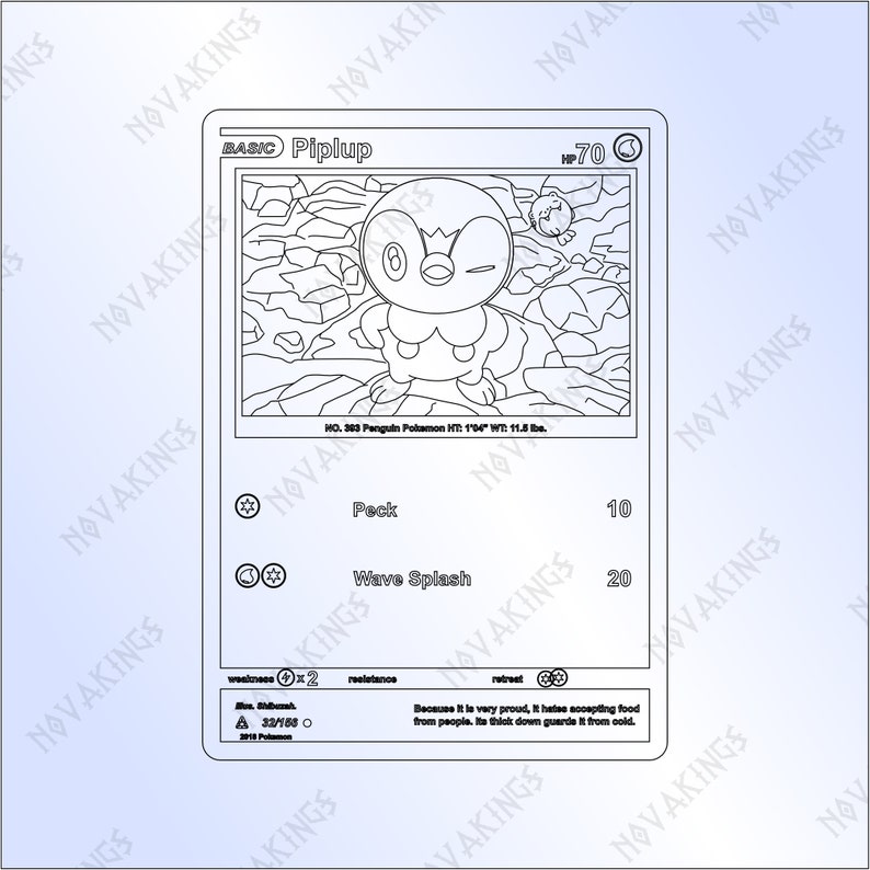 Piplup Pokemon Card Vector SVG PDF DXF Laser Cutter File - Etsy