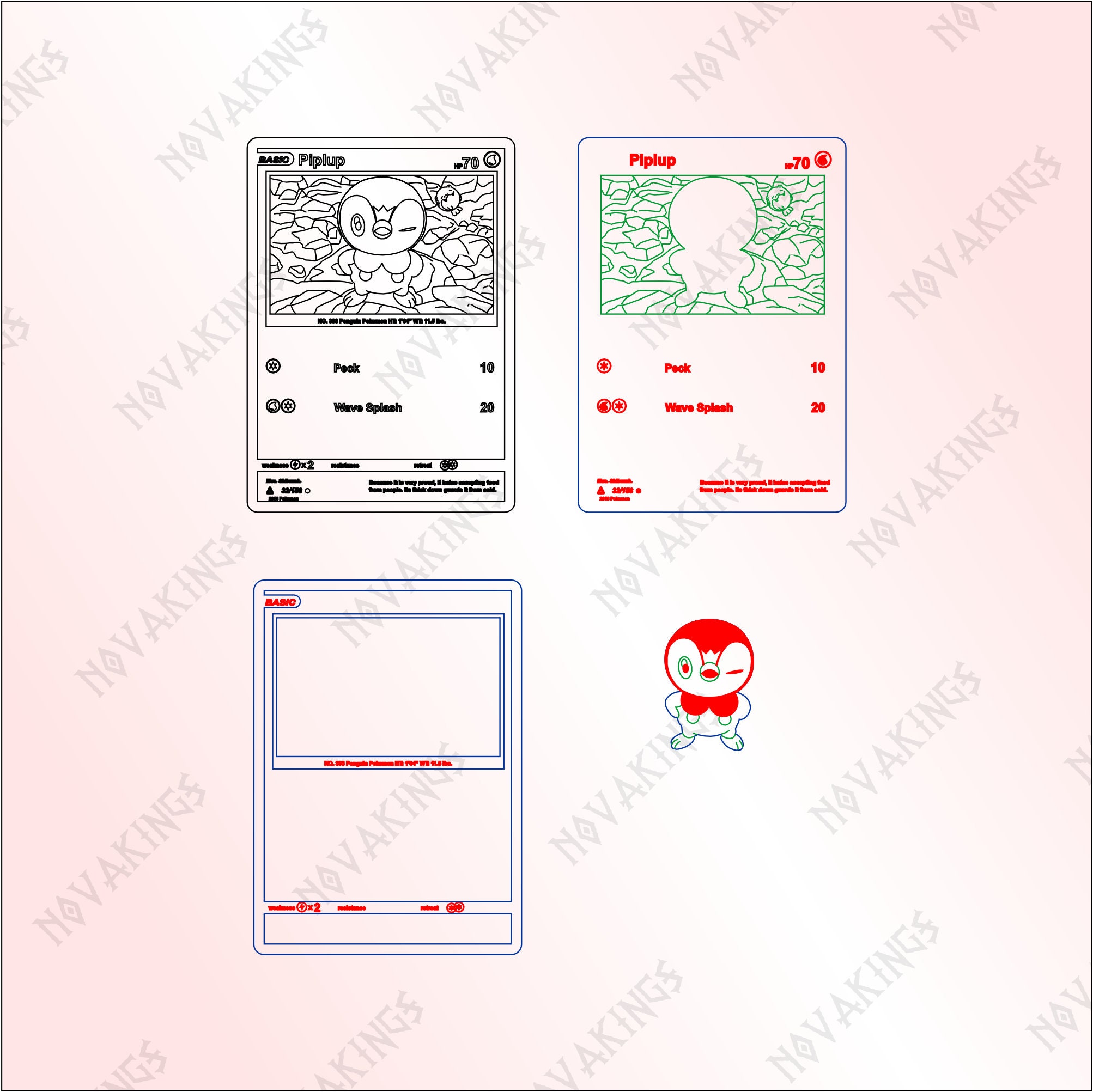 Piplup Pokemon Card Vector SVG PDF DXF Laser Cutter File - Etsy