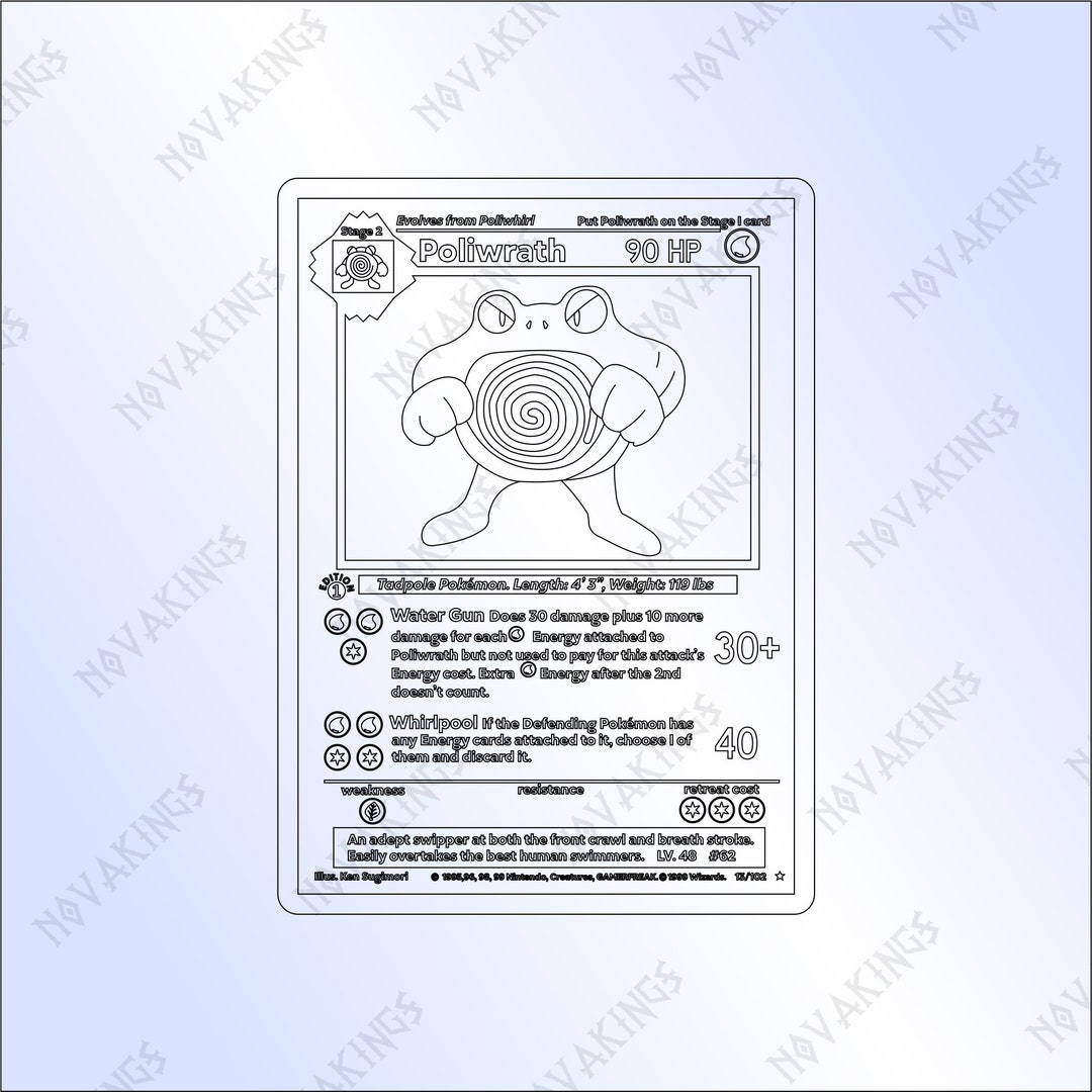 Poliwrath Pokemon Card Vector SVG PDF DXF Laser Cutter File - Etsy