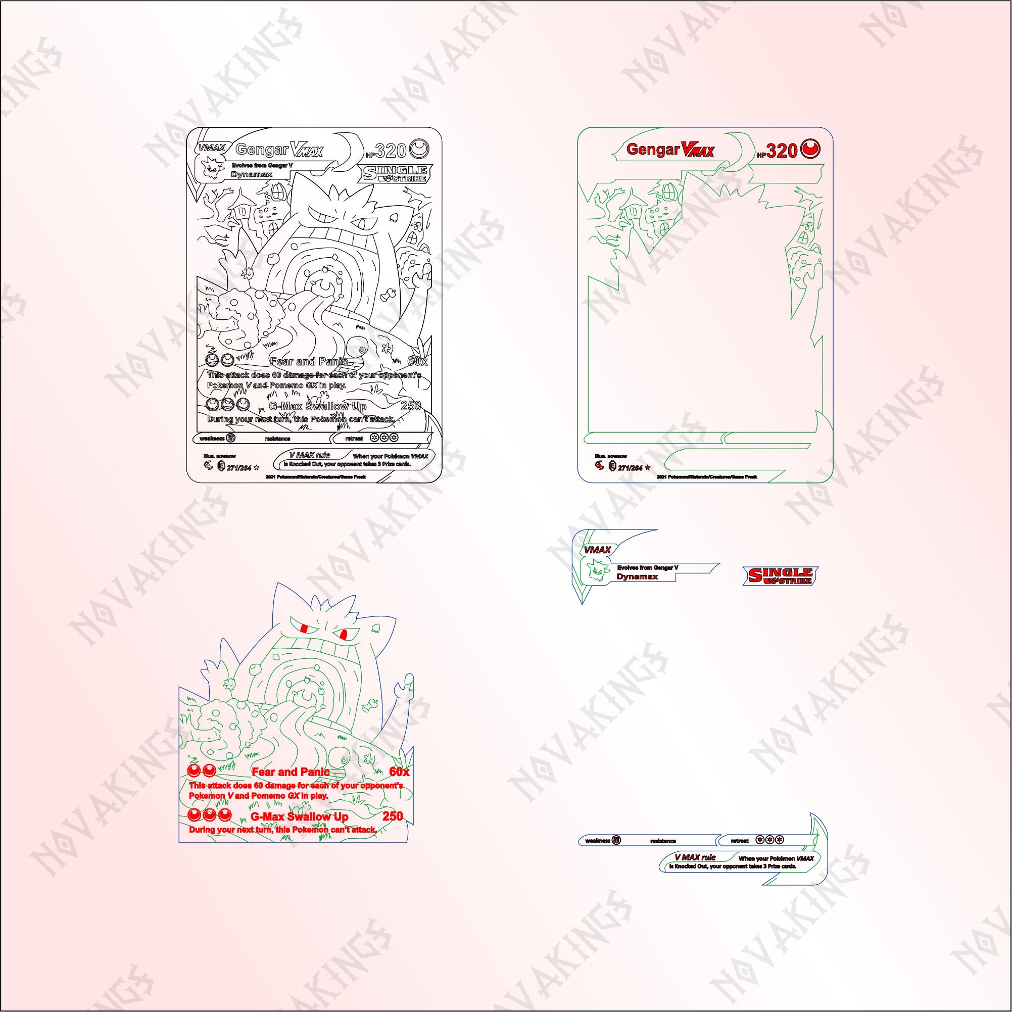 Gengar V-max Pokemon Card Vector PDF DXF Laser Cutter File - Etsy