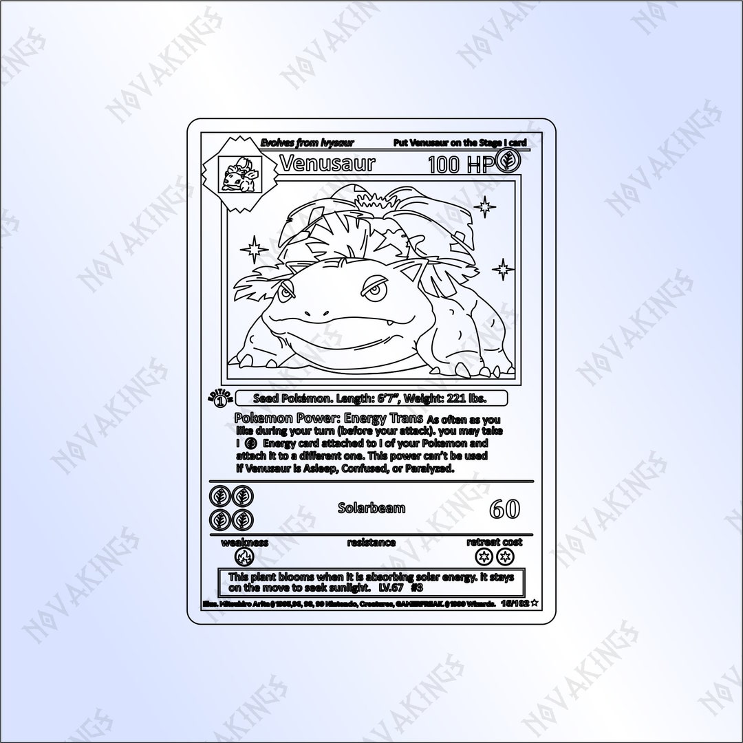 Venusaur Pokemon Card Vector SVG PDF DXF Laser Cutter File - Etsy