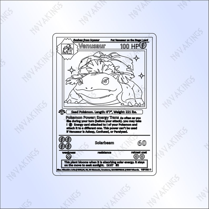 Venusaur Pokemon Card Vector SVG PDF DXF Laser Cutter File - Etsy