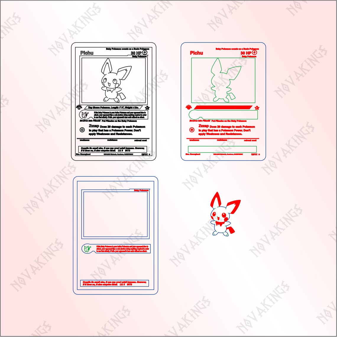 Pichu Pokemon Card Vector SVG PDF DXF Laser Cutter File - Etsy