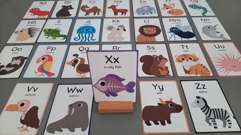 Animal Alphabet Animal A-Z Alphabet Cards Animal A-Z Gift - Etsy
