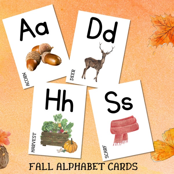 Fall Alphabet Flash Cards - Etsy