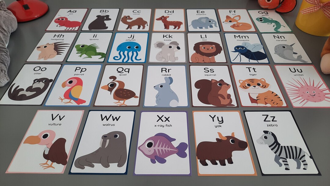 Animal Alphabet Animal A-Z Alphabet Cards Animal A-Z Gift - Etsy