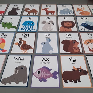 Animal Alphabet Animal A-Z Alphabet Cards Animal A-Z Gift - Etsy