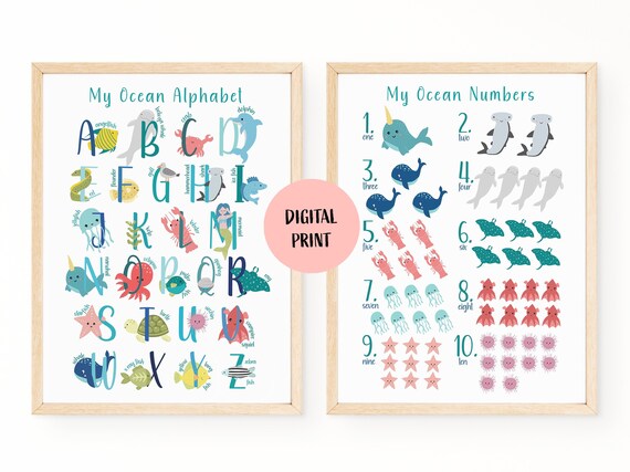 PRINTABLE My Ocean Alphabet Bedroom Wall Decor Ocean Scandi - Etsy