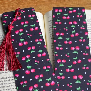 Cherry Laminated Bookmark, Bookmark With Tassel, Laminated Bookmark ...