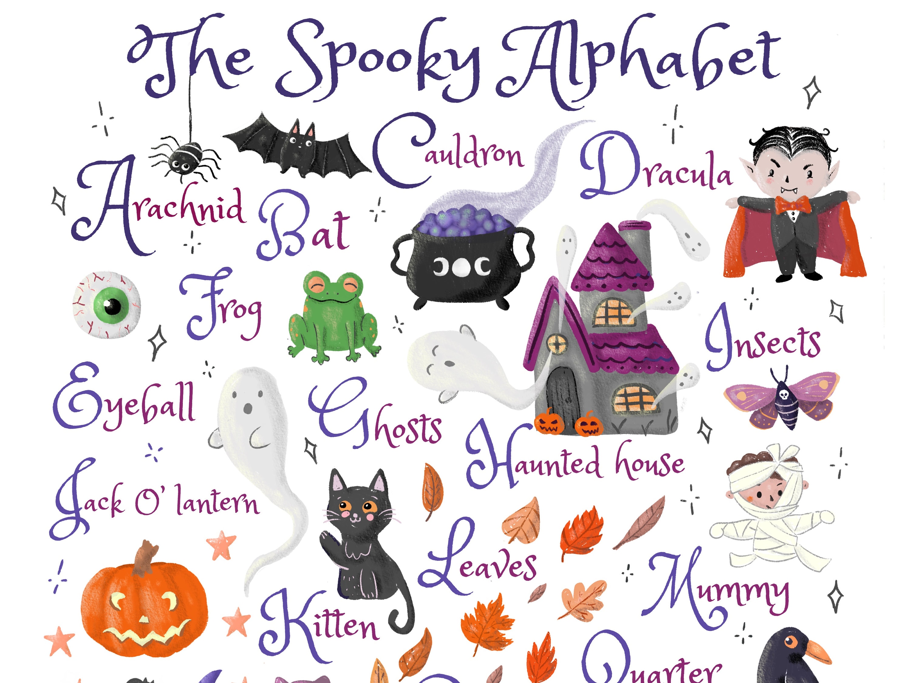 Spooky Alphabet Alphabet Poster Halloween Alphabet Magical - Etsy
