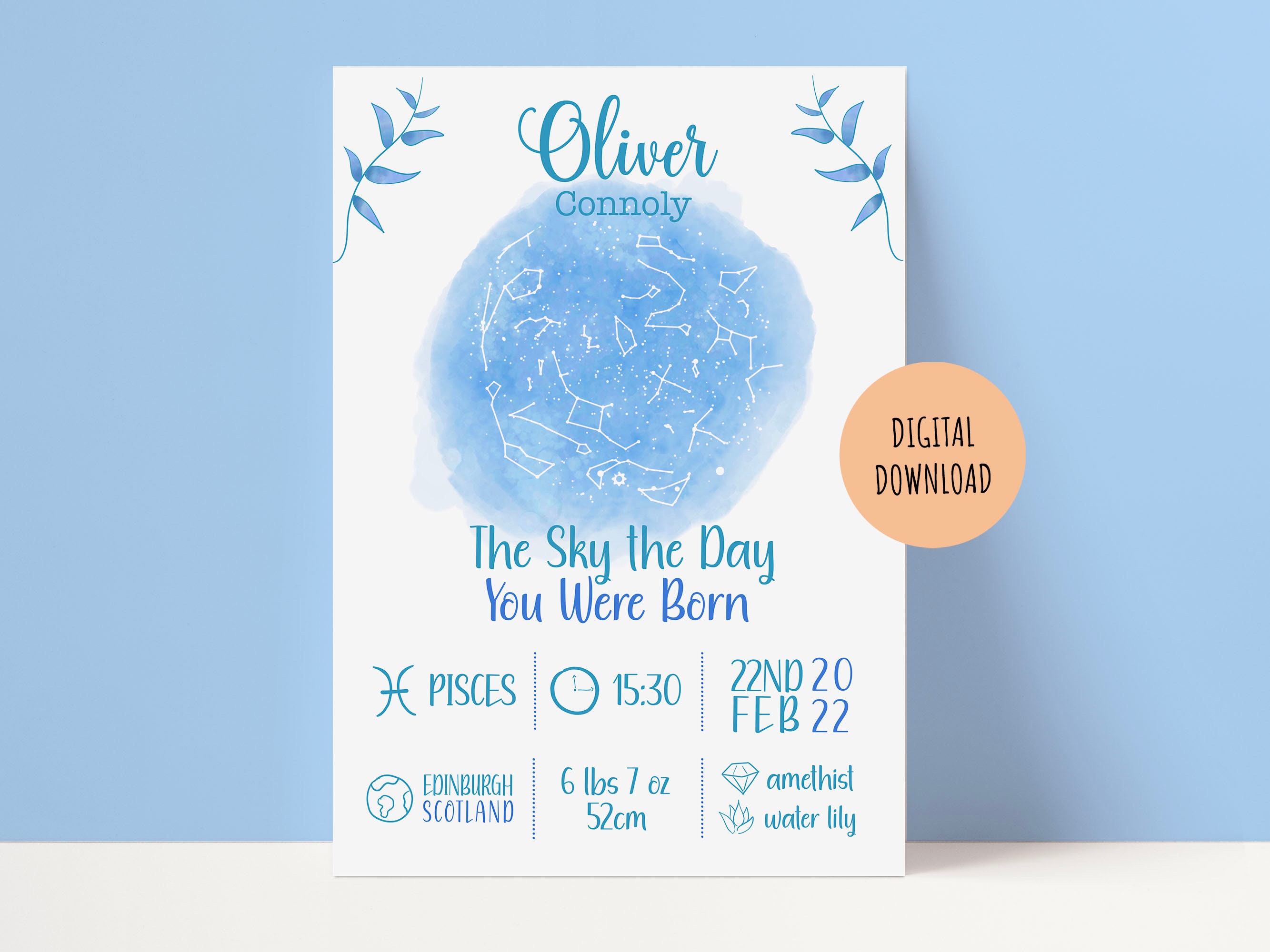 PRINTABLE the Day You Were Born, Day You Were Born Star Map, Birth ...
