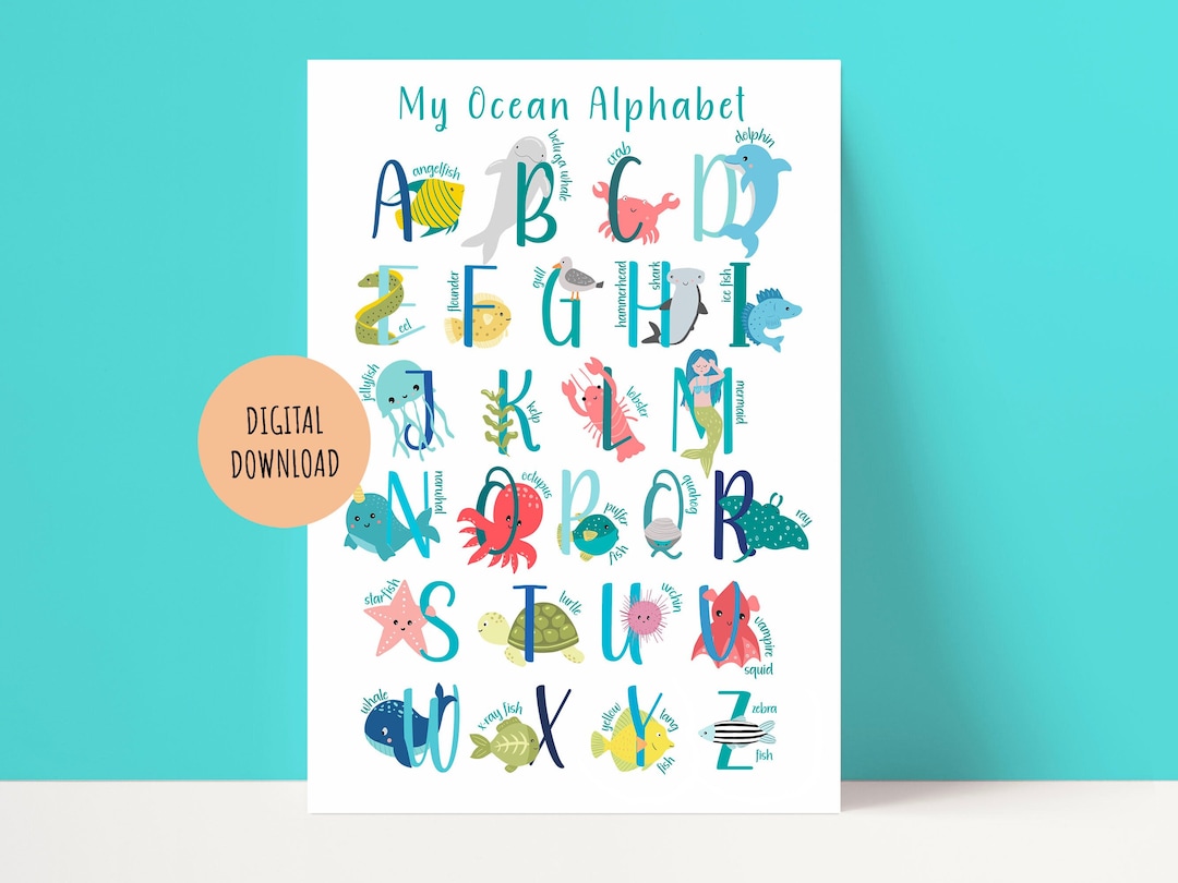 PRINTABLE My Ocean Alphabet, Under the Sea Alphabet, Educational Poster ...