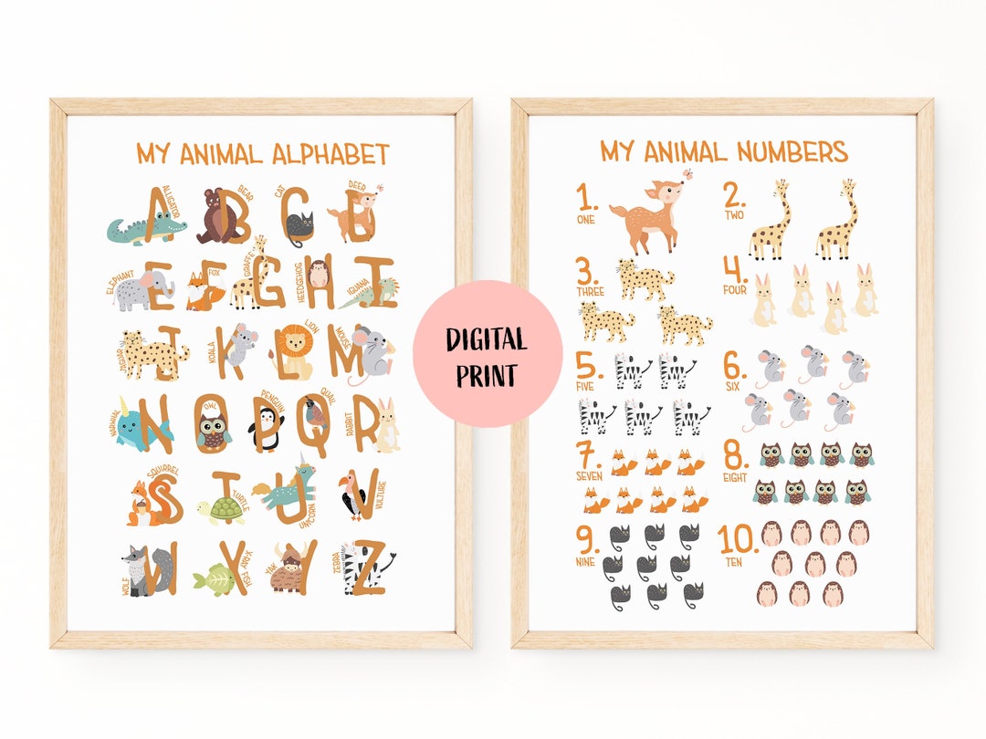 PRINTABLE My Animal Alphabet and Numbers Set of 2 Bedroom - Etsy