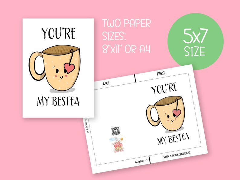 PRINTABLE CARD Bestea Bes-tea Bestie Birthday Card - Etsy