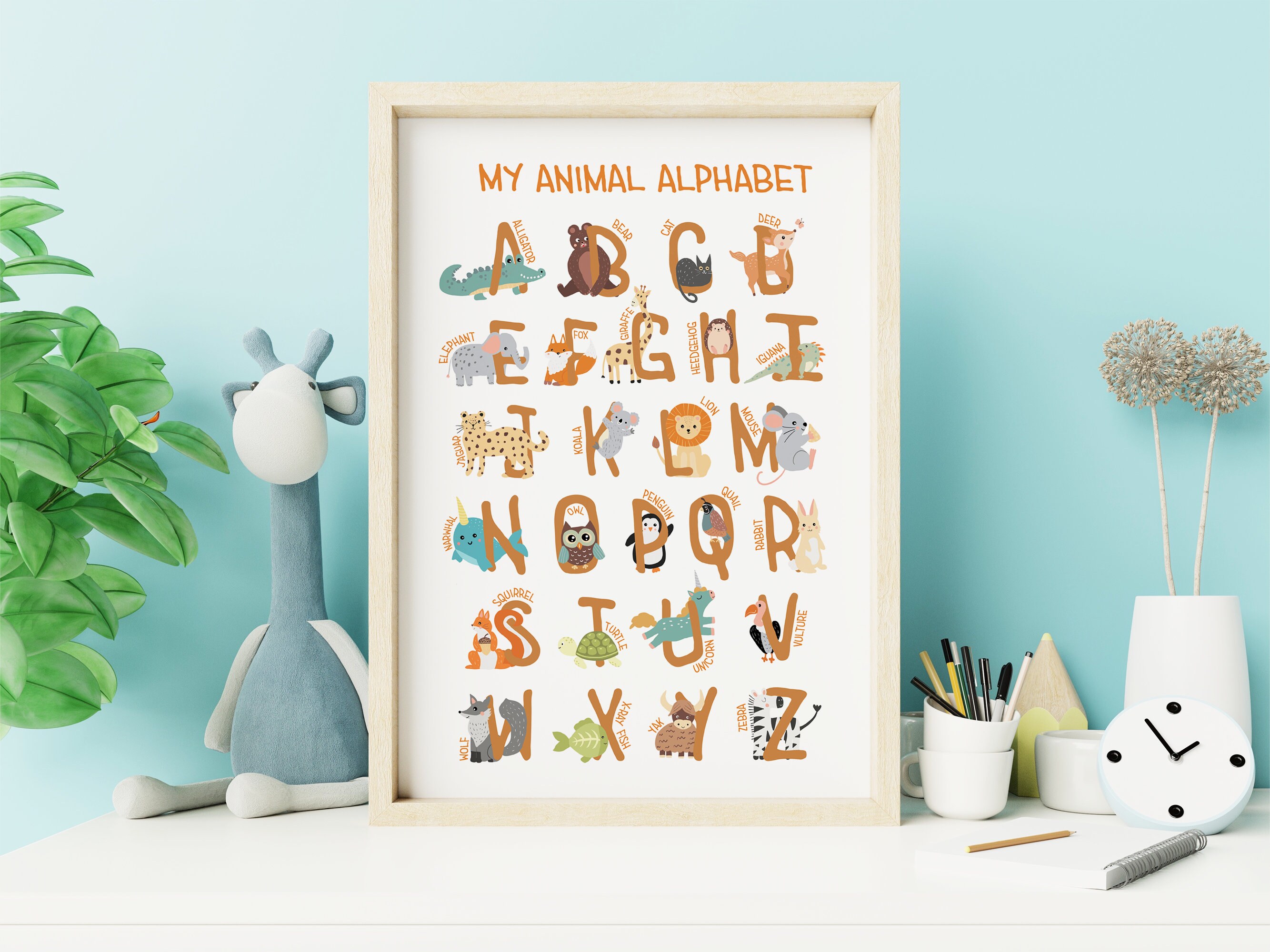 PRINTABLE My Animal Alphabet Boho Alphabet Poster Bedroom - Etsy
