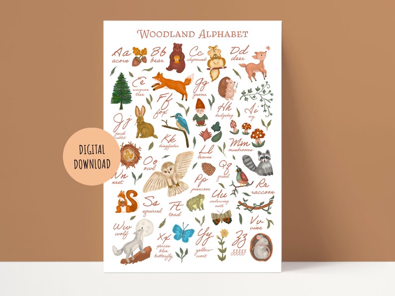 PRINTABLE Woodland Alphabet, Alphabet Printable, Educational Posters ...