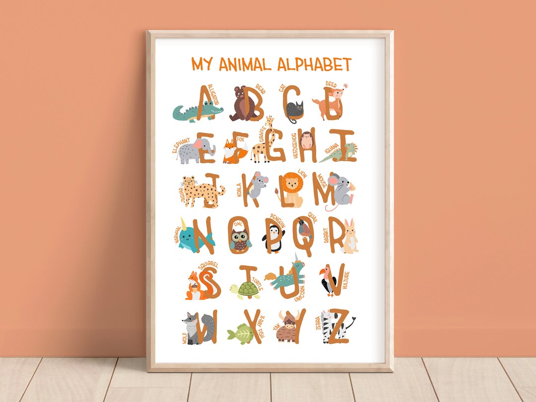 Animal Alphabet Educational Wall Art Boho Alphabet Poster - Etsy