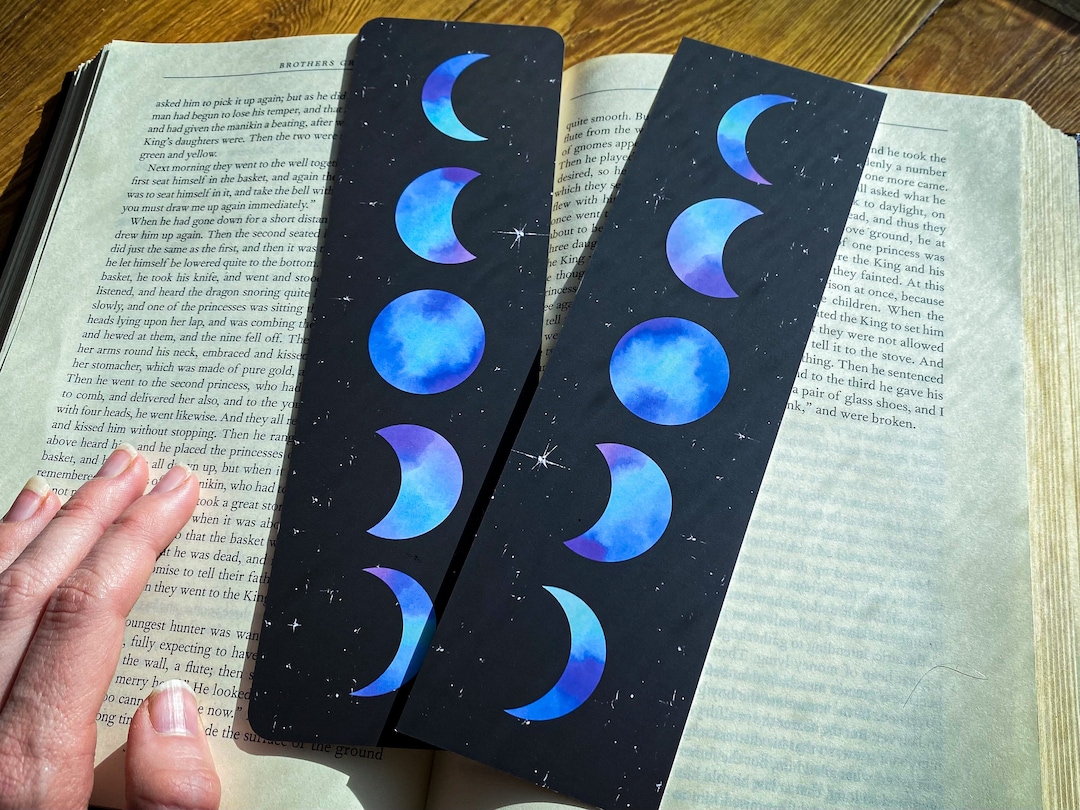 Moon Phases Bookmark, Classic Bookmark, Cute Bookmark, Book Worm Gift ...