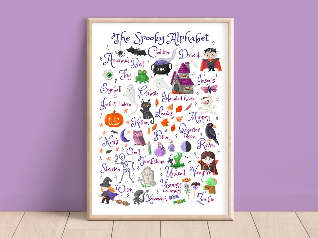 Spooky Alphabet, Alphabet Poster, Halloween Alphabet, Magical Nursery ...