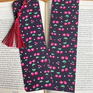 Cherry Laminated Bookmark, Bookmark With Tassel, Laminated Bookmark ...