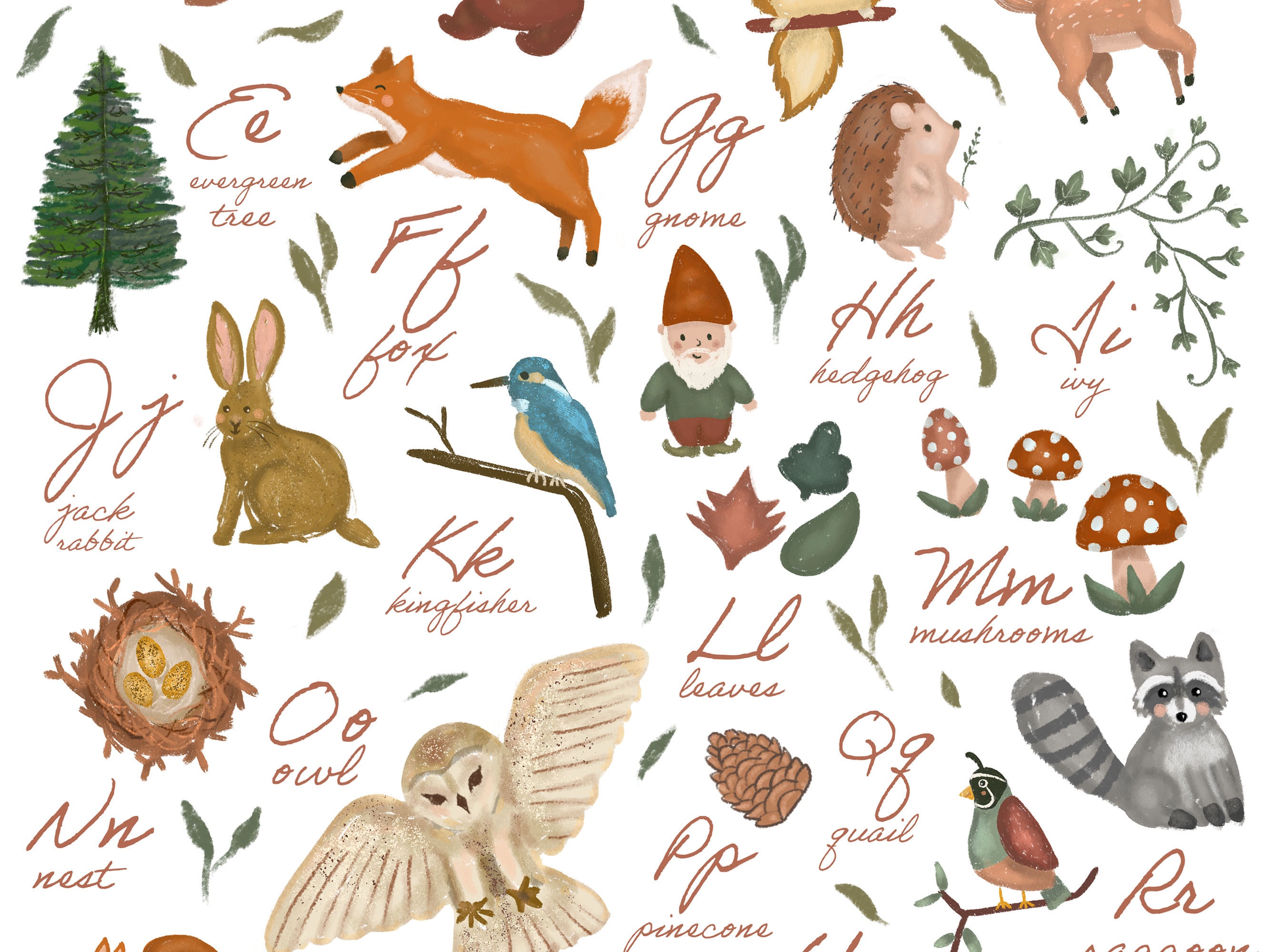 PRINTABLE Woodland Alphabet, Alphabet Printable, Educational Posters ...
