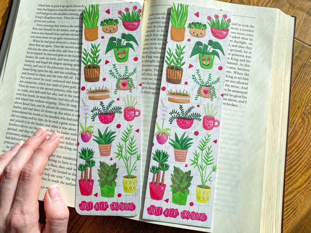 Plants Bookmark, Classic Bookmark, Cute Bookmark, Just Keep Growing ...