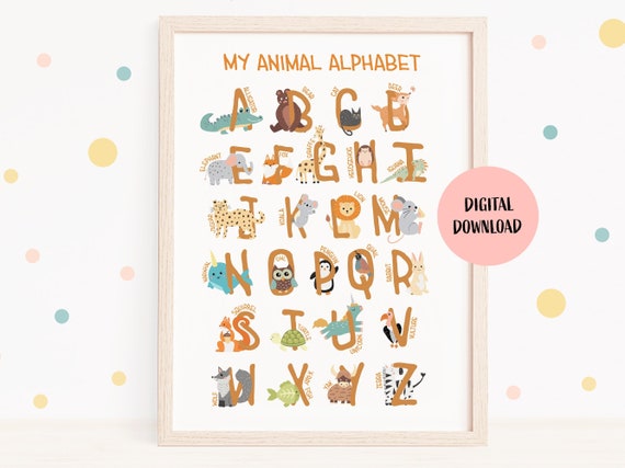 PRINTABLE My Animal Alphabet Boho Alphabet Poster Bedroom - Etsy