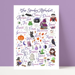 Spooky Alphabet, Alphabet Poster, Halloween Alphabet, Magical Nursery ...