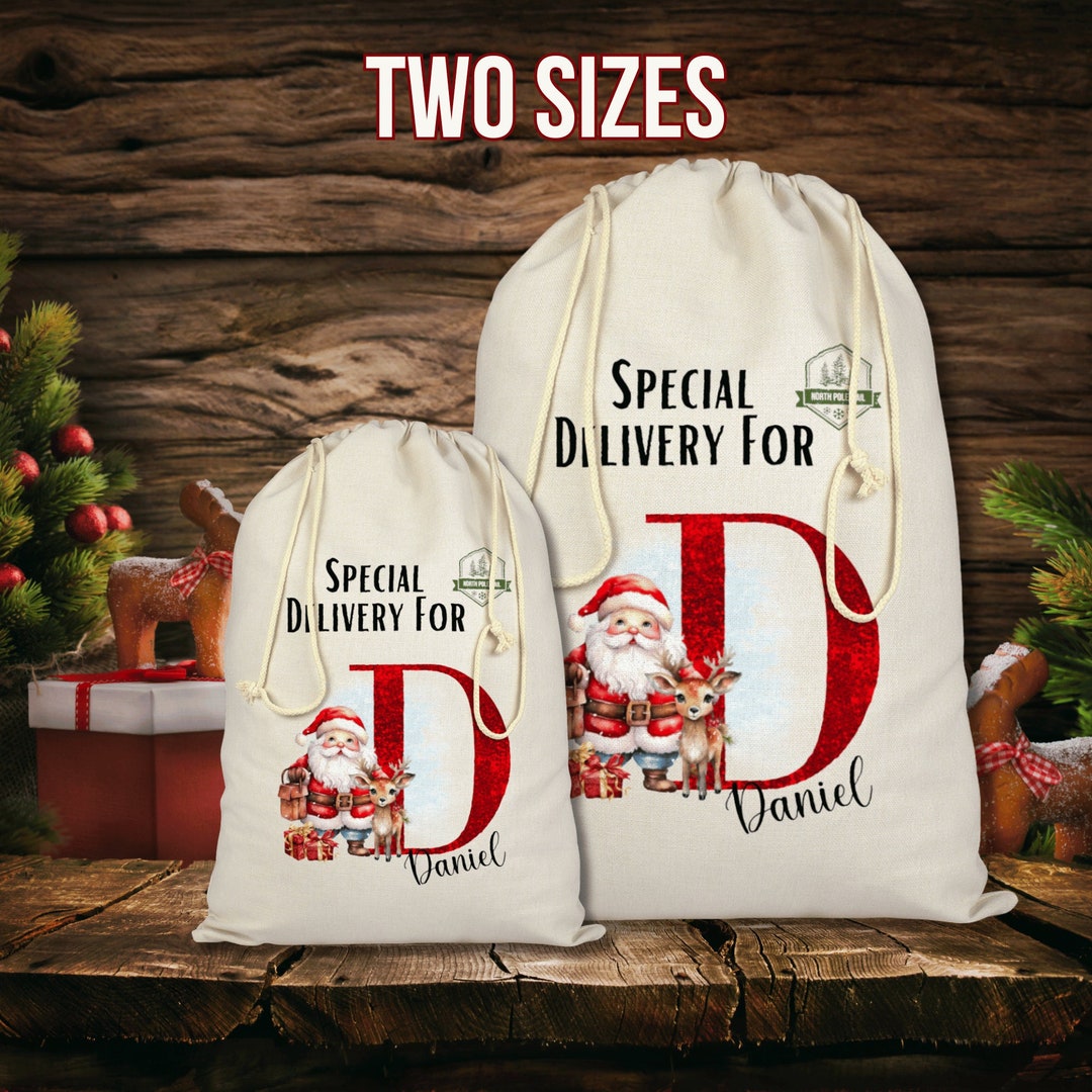 Personalised Santa Sack, Custom Printed Xmas Toy Sack, Girl, Boy ...