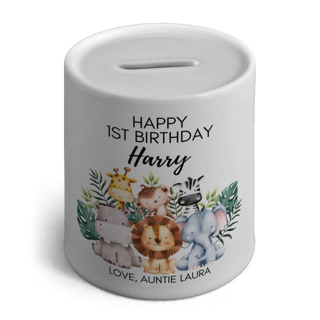 Personalised Jungle Money Box, Personalised Jungle Enamel Mug for Girls ...