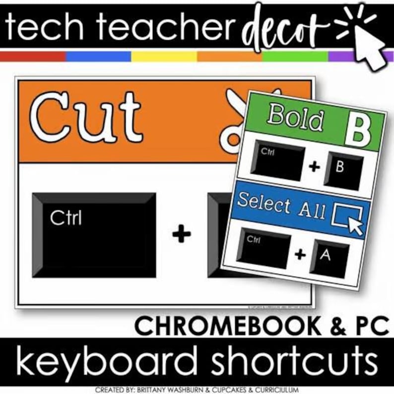 Keyboard Shortcut Posters for PC & Chromebook | Tech Classroom Decor ...