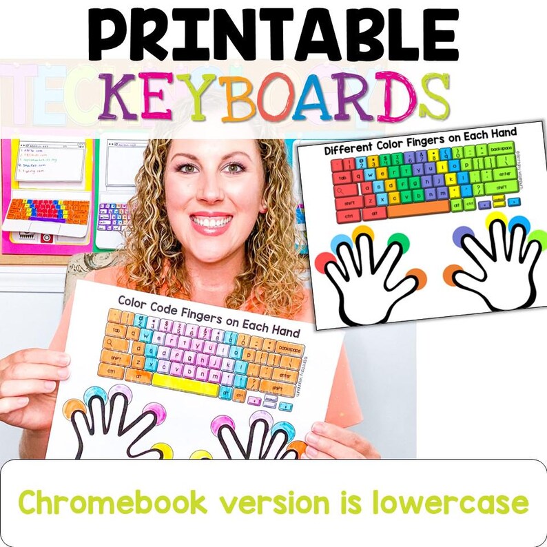 Typing Practice Keyboard Mats: Color-coded Worksheets (PDF Download) - Etsy