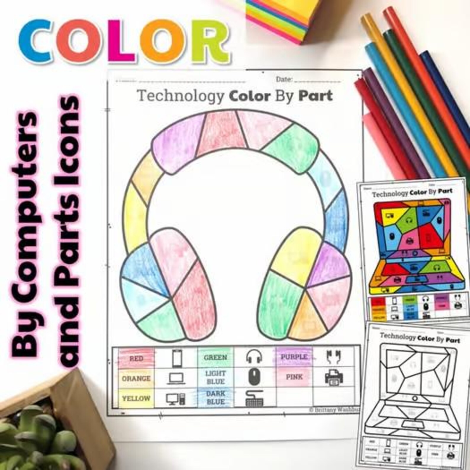 Color by Computers Worksheet | Computer Parts Coloring Pages ...