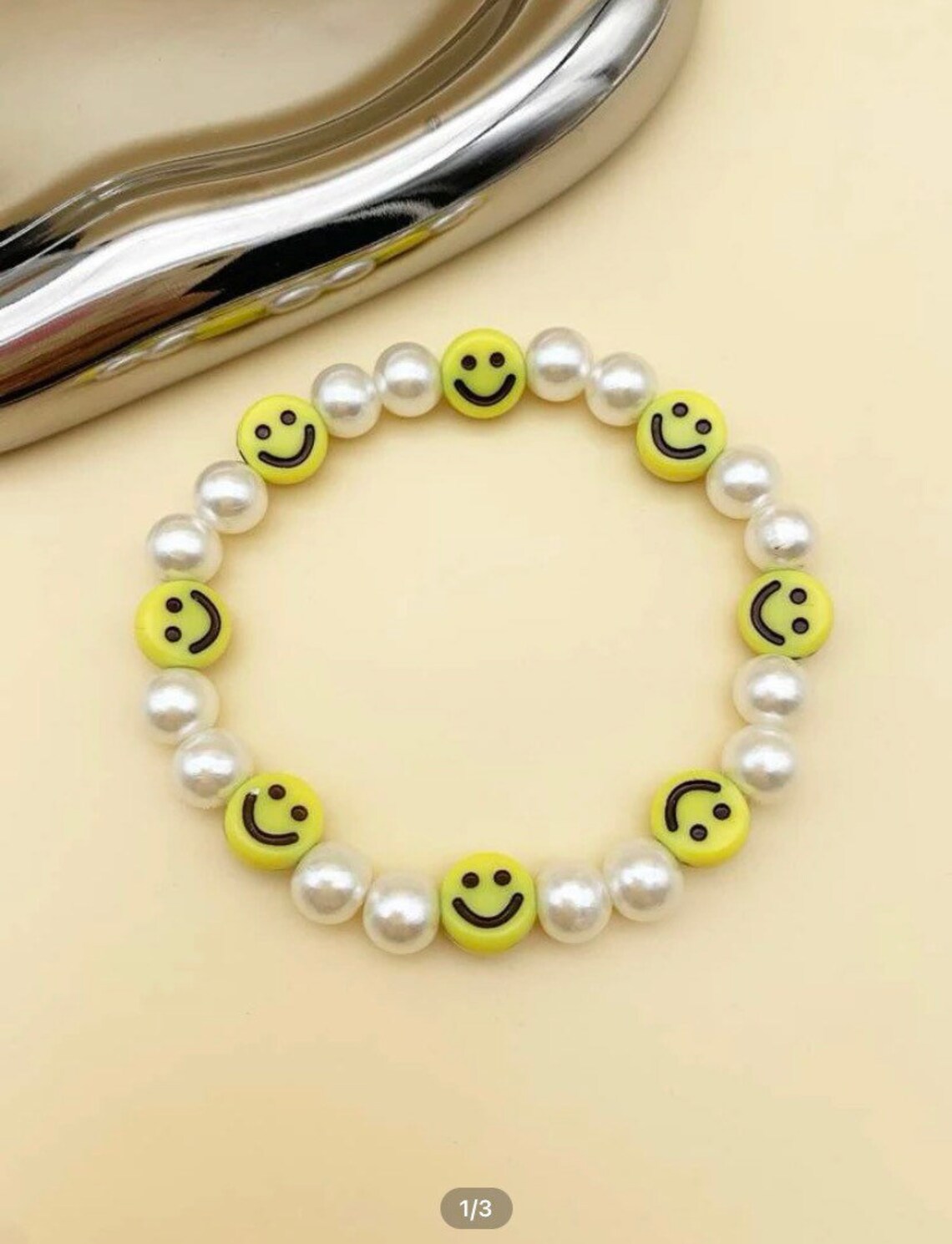 Smiley Face Pearled Bracelet - Etsy