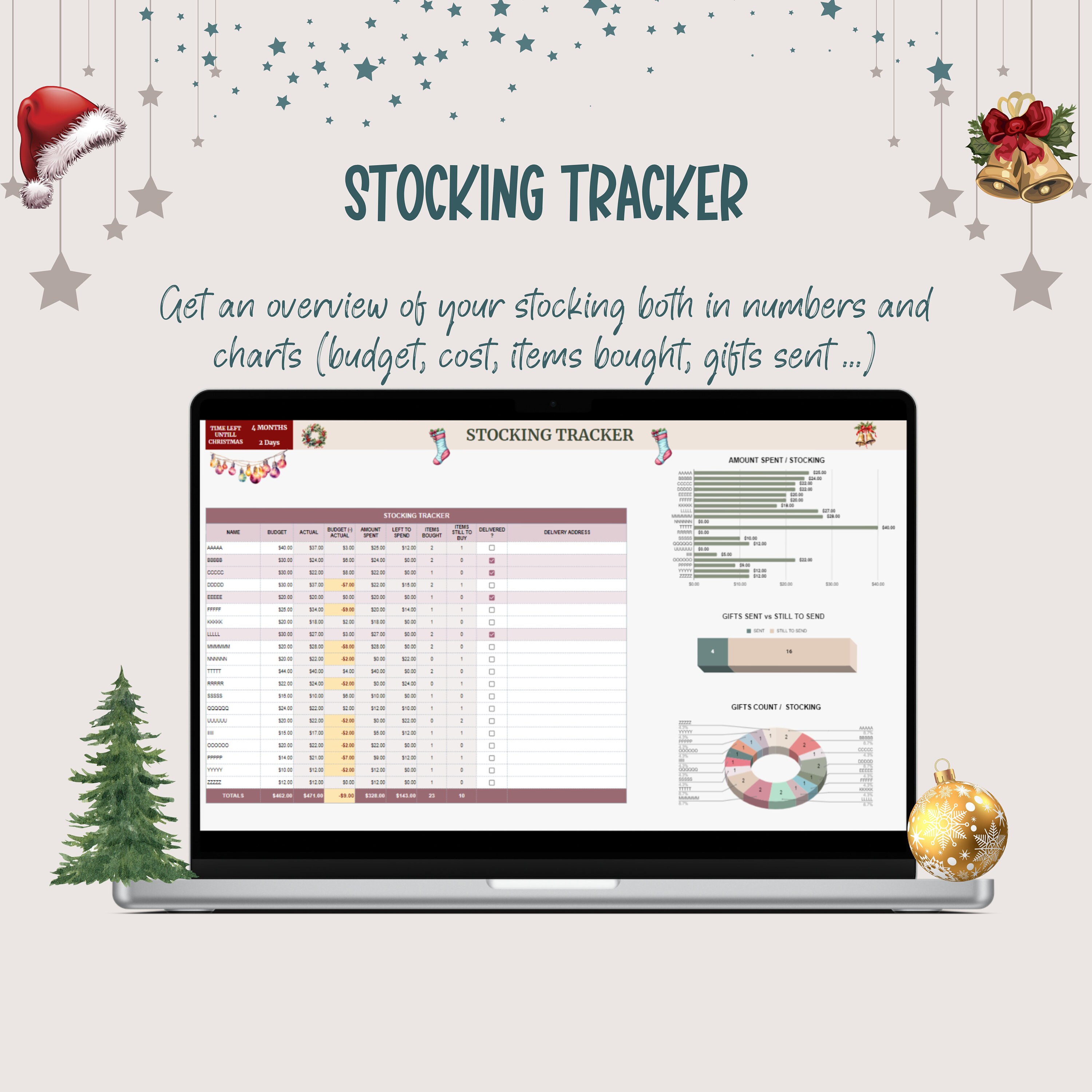 Holiday Planner Spreadsheet Christmas Gift Tracker Google Sheets Budget ...