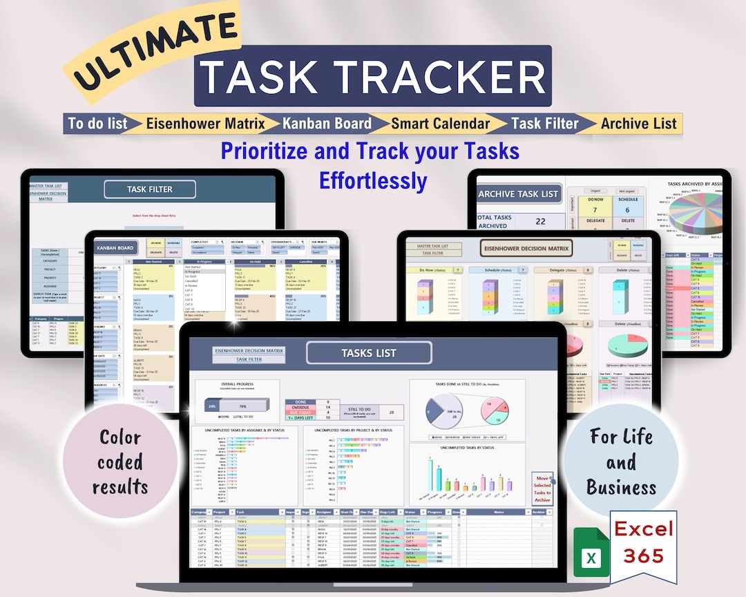 Excel Task Tracker for Small Business Kanban Board Project Planner Task ...