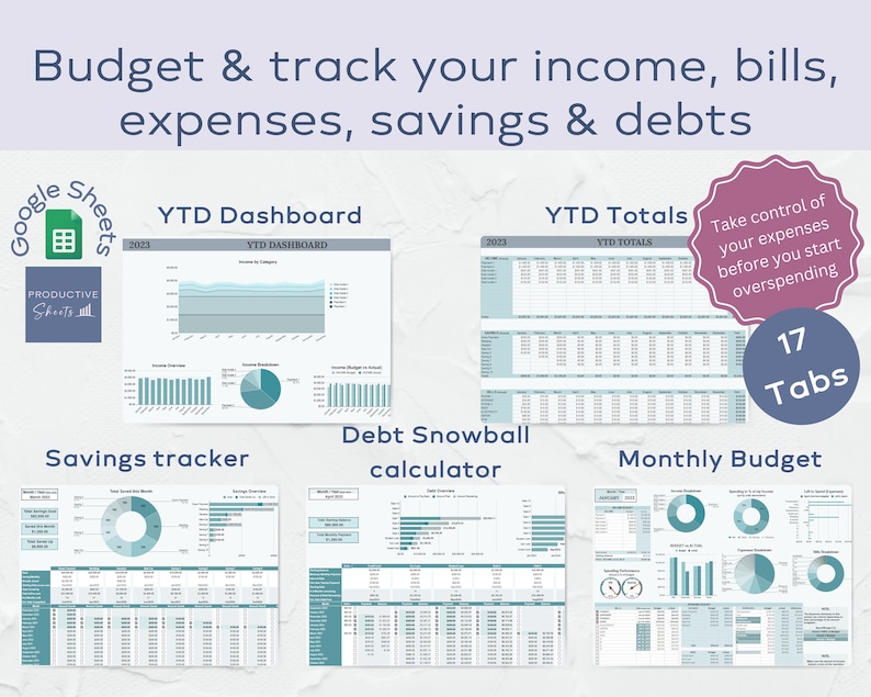 Budget Spreadsheet Google Sheets Budget Annual and Monthly Budget ...
