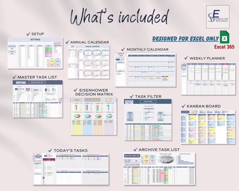 Excel Task Tracker | Kanban Board, Project Planner, Monthly Weekly ...