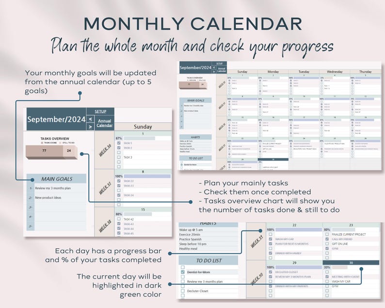 Weekly Planner Google Sheets Calendar Template Monthly Calendar 2025 ...