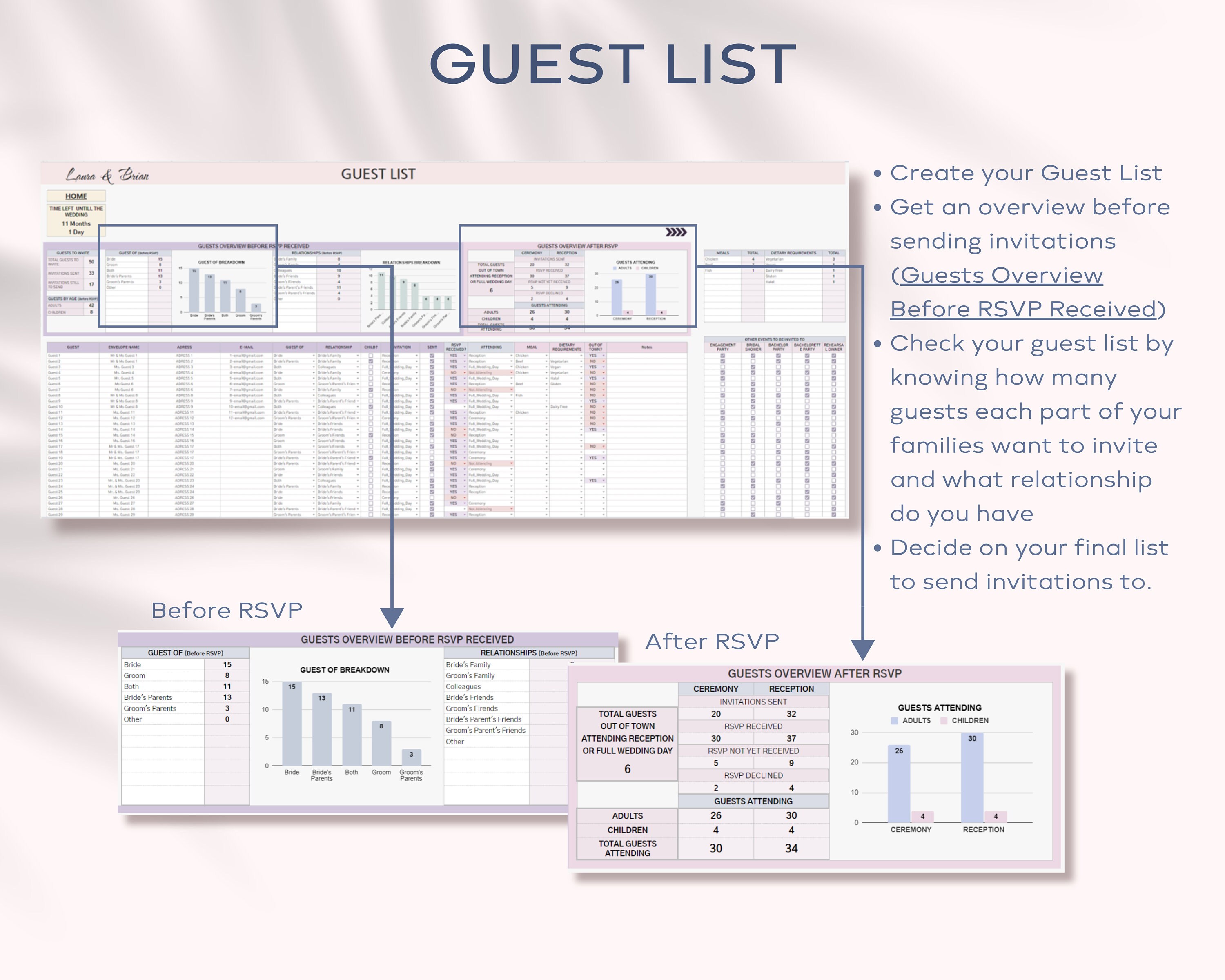 Wedding Guest List Google Sheets Template Table Seating Chart Wedding ...