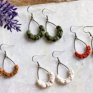 Macrame Earrings Teardrop Macrame Earrings Teardrop Earrings Droop Hoop ...