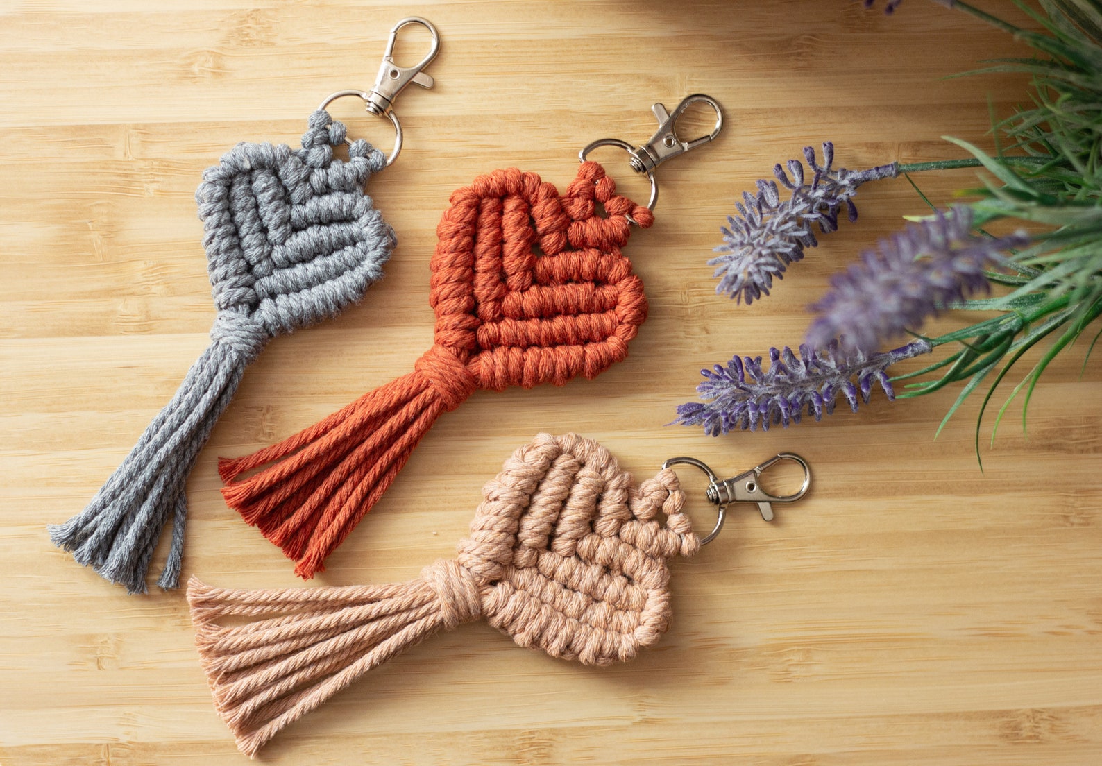 Macrame Heart Keychain | Macrame Keychain | Heart Macrame Keychain ...