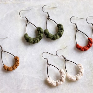 Macrame Earrings Teardrop Macrame Earrings Teardrop Earrings Droop Hoop ...