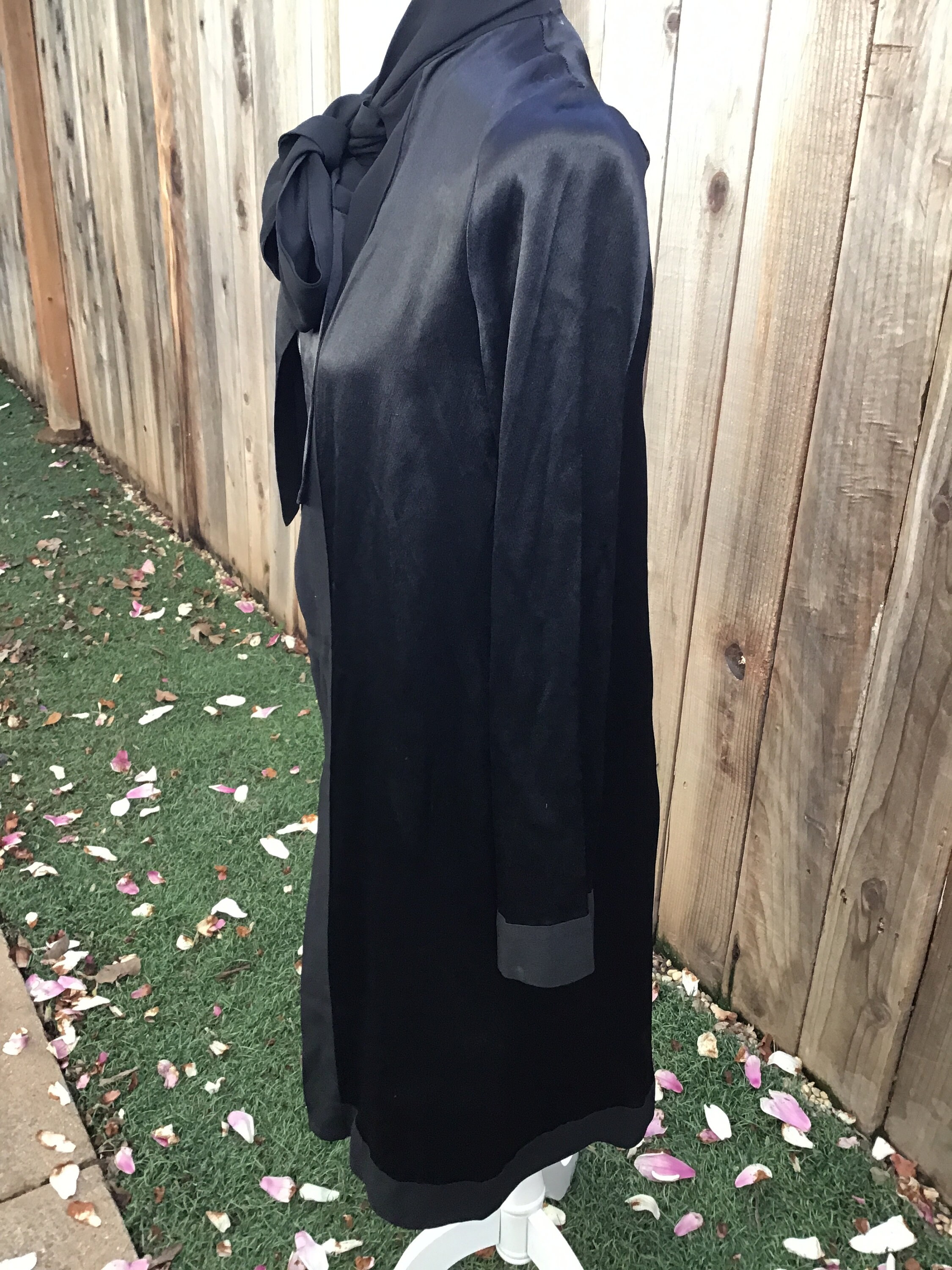 Art Deco Black Crepe-back Satin Duster Coat - Etsy